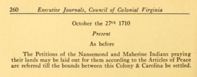 1700-1710 – Meherrin Indian Nation