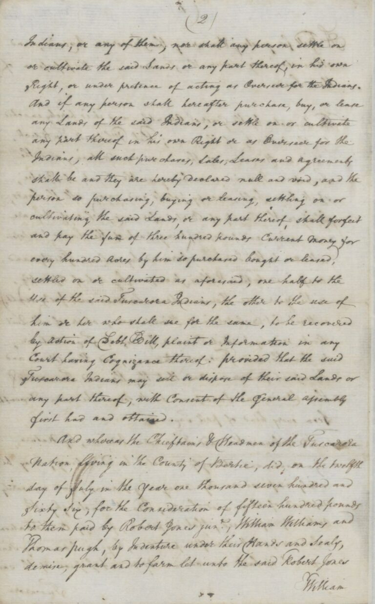 1778 House Bill for quieting and securing the Tuscarora Indians and ...