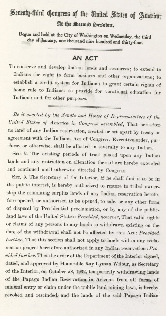 The Indian Reorganization Act – Meherrin Indian Nation