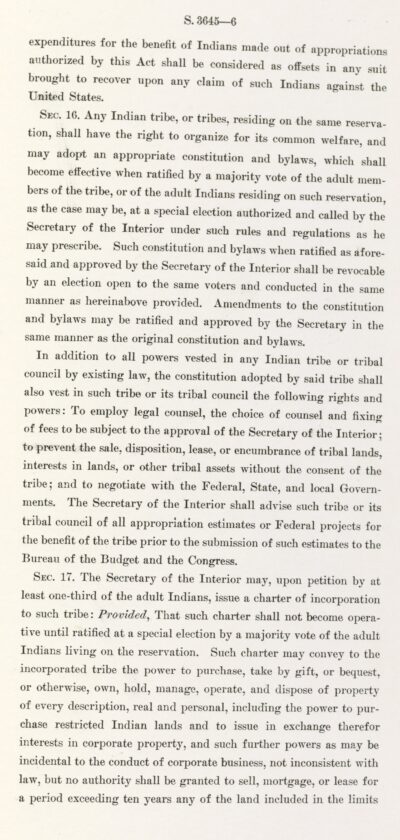 The Indian Reorganization Act – Meherrin Indian Nation