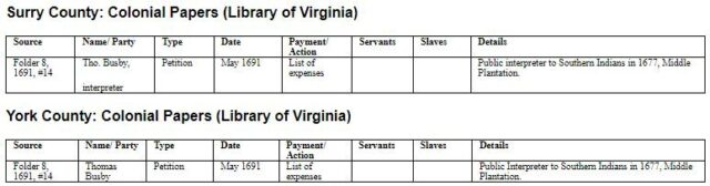 Thomas Busby, serving as interpreter from 1677-1691 – Meherrin Indian ...