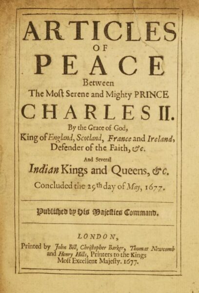 1677 Treaty Between Virginia and the Indians (Treaty of Middle ...