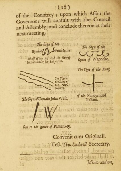 1677 Treaty Between Virginia and the Indians (Treaty of Middle ...