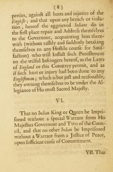 1677 Treaty Between Virginia and the Indians (Treaty of Middle ...