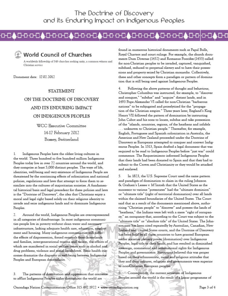 The Doctrine of Discovery and its Enduring Impact on Indigenous Peoples ...
