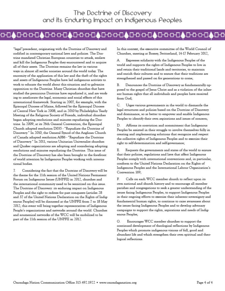 The Doctrine of Discovery and its Enduring Impact on Indigenous Peoples ...